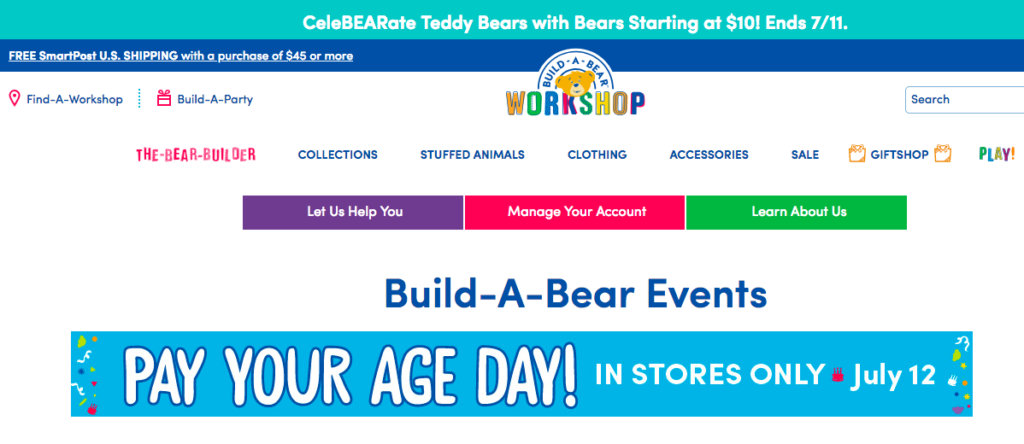 Awesome Deal: Pay Your Age at Build A Bear on July 12!